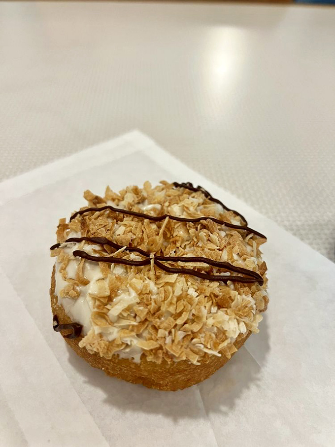 This savory-sweet creation looks like what would happen if a bagel and a donut had a delicious identity crisis in the best possible way.