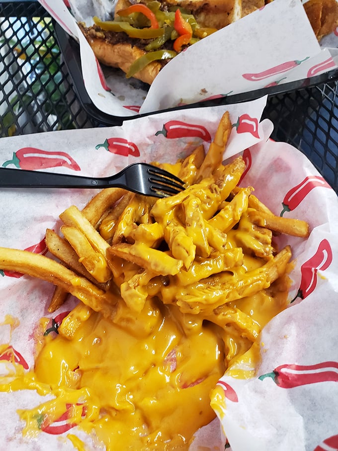 These cheese fries aren't just a side dish; they're a religious experience. The cheese-to-fry ratio is what mathematicians call "perfect."