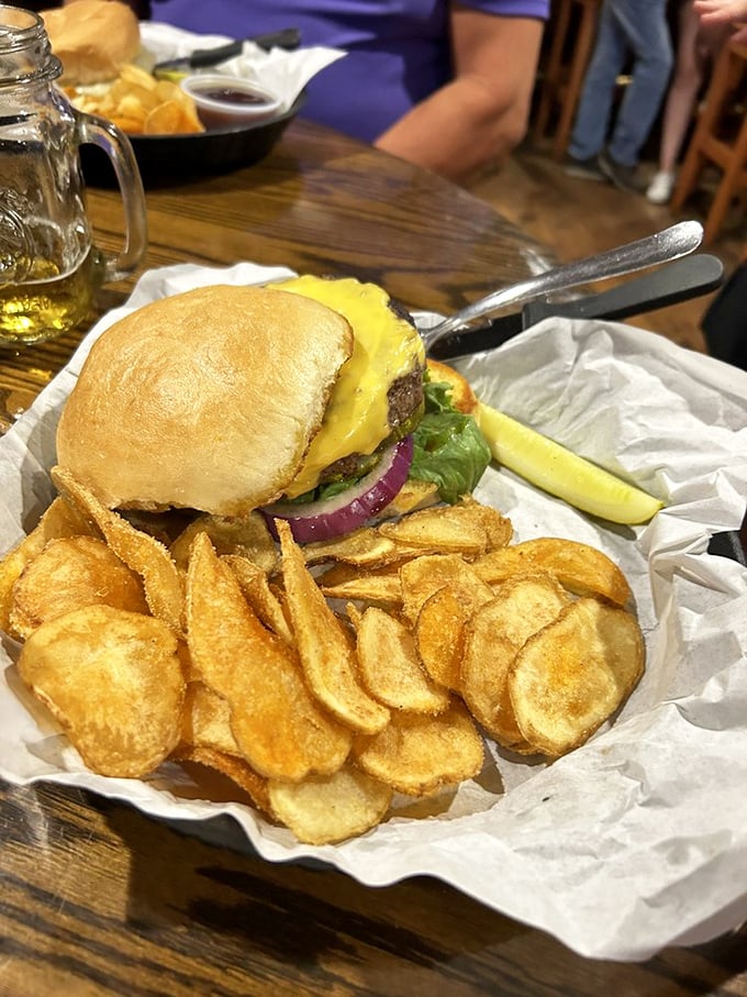 A classic cheeseburger with house-made chips &ndash; proof that even their "regular" offerings deserve a standing ovation.