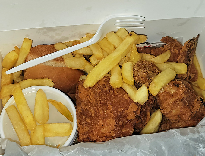 This isn't just chicken and fries; it's an edible love letter to simplicity, where every crispy, juicy bite reminds you that perfection doesn't need fancy packaging.