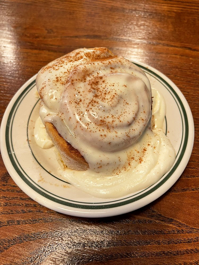 This cinnamon roll isn't just breakfast&mdash;it's an event. Crowned with cream cheese frosting and dusted with cinnamon, it's worth every delicious calorie.