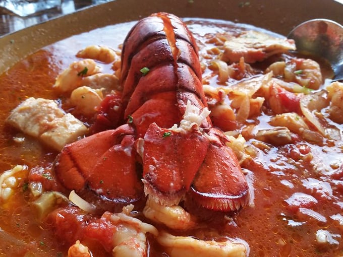 Like a seafood treasure hunt in every spoonful. This robust cioppino brings the ocean's best performers together in one steaming, savory bowl.