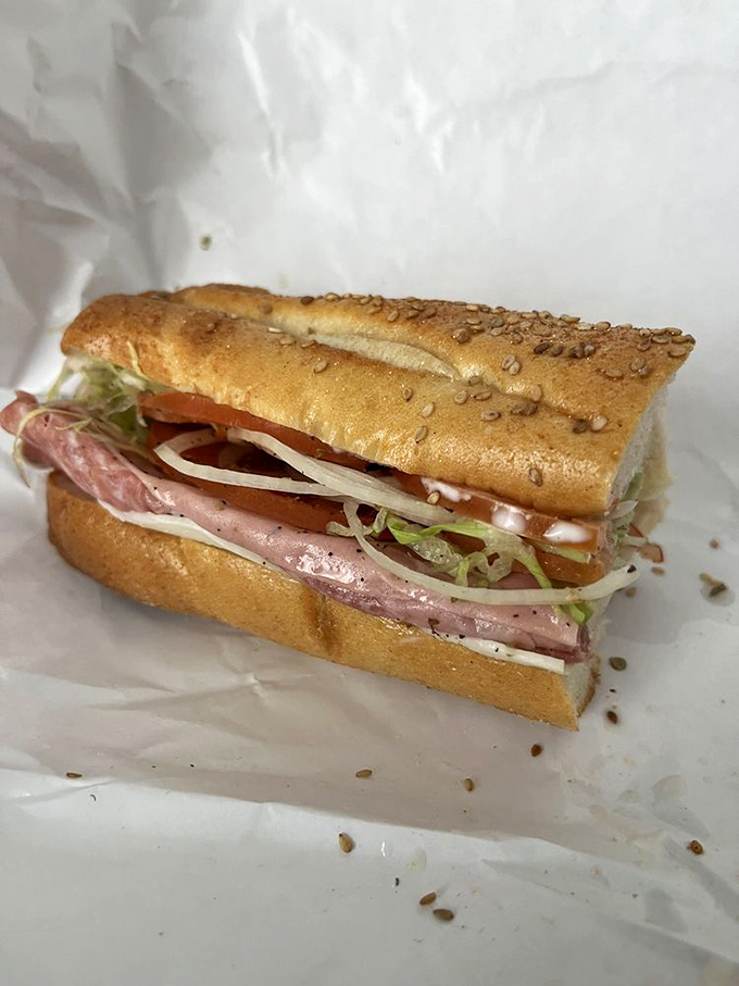 This sandwich should have its own theme music. The precise layering of meats, cheese, and veggies creates a symphony of flavors that puts ordinary lunches to shame.