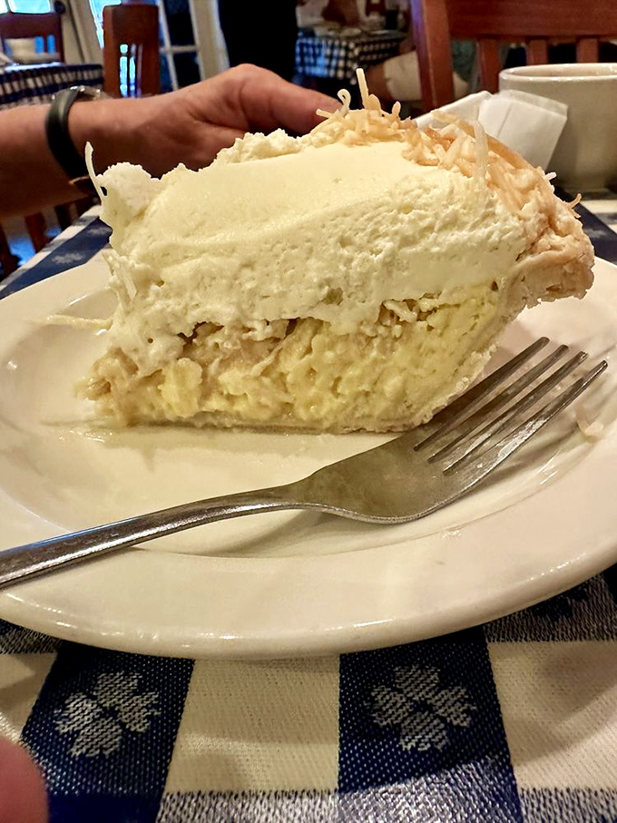 Coconut cream pie so tall and majestic it deserves its own ZIP code. That toasted coconut topping is the crown jewel of Nashville's dessert scene.