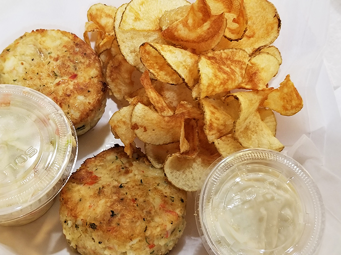 The dynamic duo: crab cakes and house-made potato chips. Like Batman and Robin, if they were delicious and didn't wear capes.