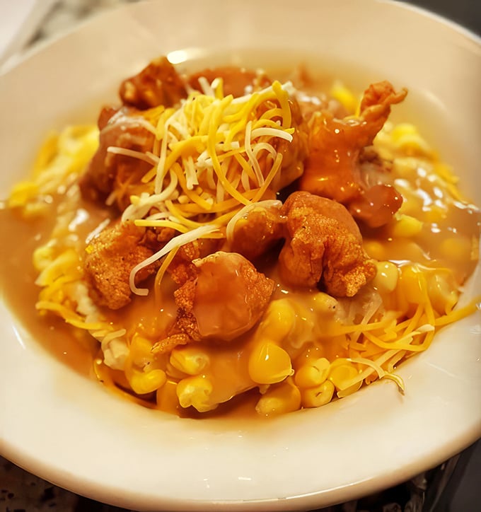 This bowl of comfort combines crispy chicken, cheese, corn and gravy in what can only be described as Delaware's answer to poutine.
