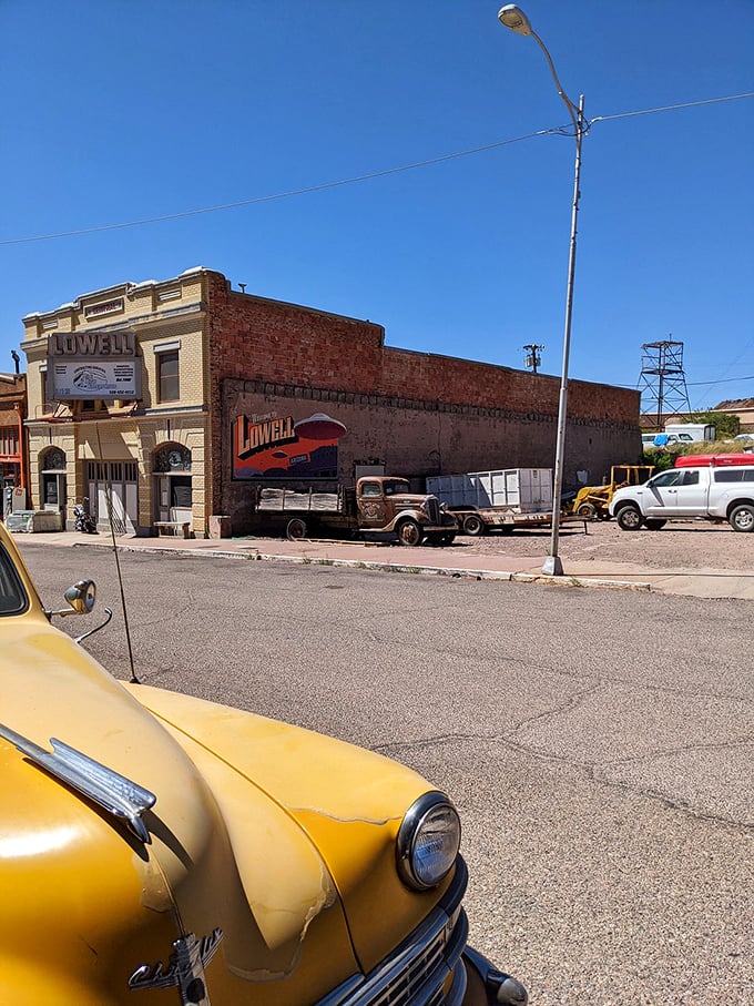 Lowell's preserved storefronts and vintage trucks create a time capsule where you half-expect to see John Wayne saunter around the corner.