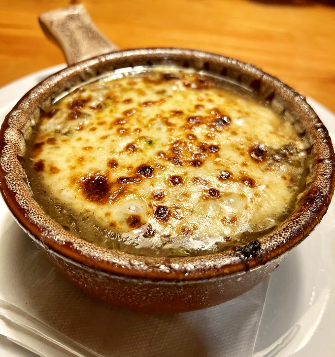 This isn't just French onion soup&mdash;it's a cheese-crowned masterpiece that's been bubbling away until reaching peak comfort food perfection.
