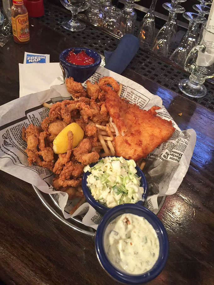 The seafood sampler that answers the eternal question: "Why choose one fried delight when you can have the entire ocean's greatest hits?"