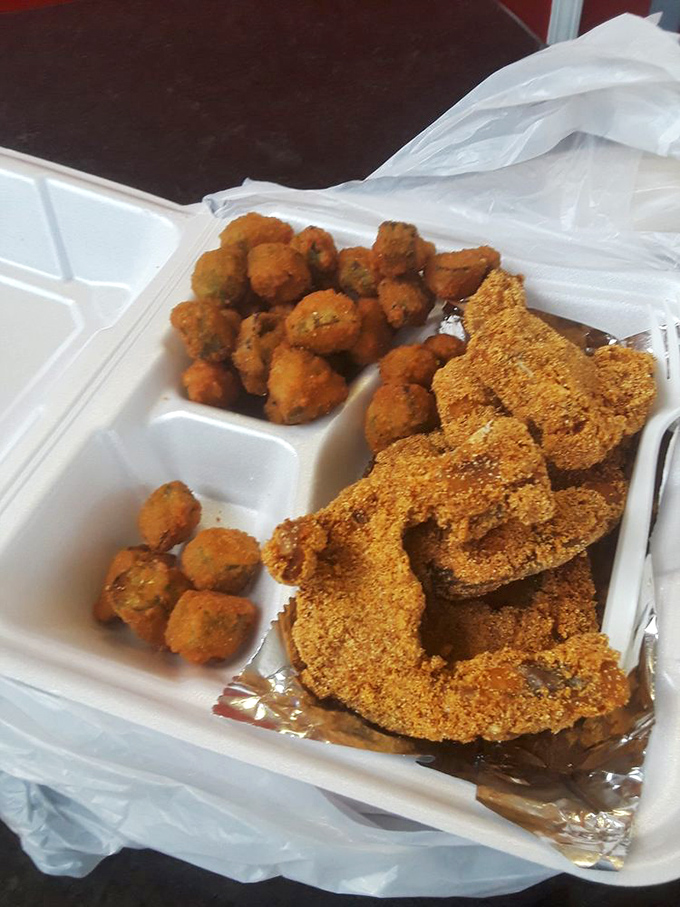 The seafood equivalent of a greatest hits album - perfectly seasoned catfish alongside those addictive little flavor bombs some call okra.