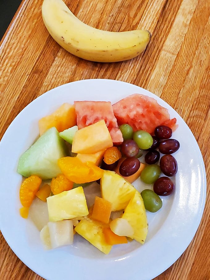 A plate of fresh fruit that actually tastes like fruit&mdash;nature's candy arranged with the kind of care usually reserved for much fancier establishments.