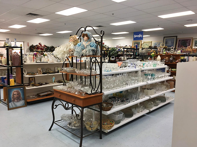 Crystal goblets and delicate glassware stand tall like elegant time travelers from bygone dinner parties, ready for their second act in your home. 