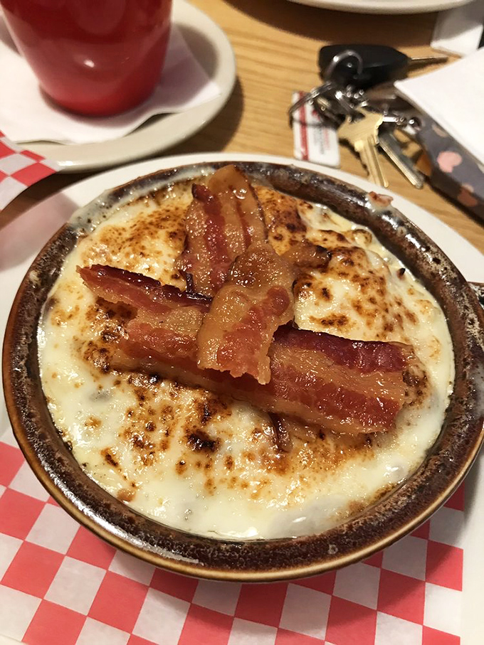 Bacon and mac and cheese: a relationship that was meant to be. The broiled top adds that perfect textural contrast.