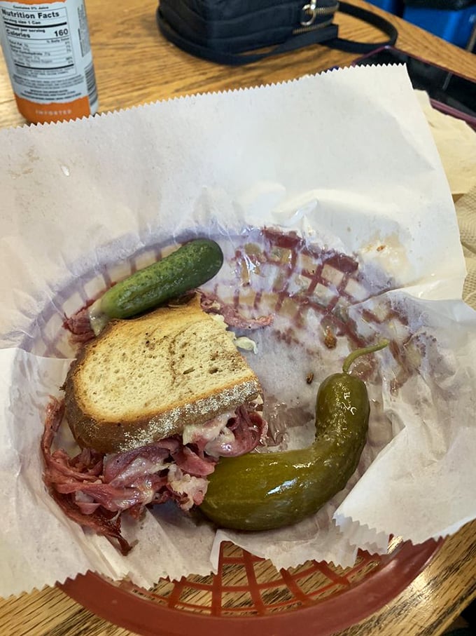 The half-eaten Reuben tells the real story&mdash;it was too good to wait for a photo. Those pickles aren't garnish; they're supporting actors deserving their own Oscar.