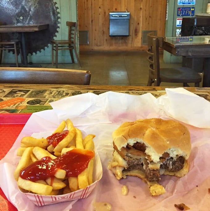 The burger-fries combo that launched a thousand road trips. That cheese pull should have its own Instagram account.