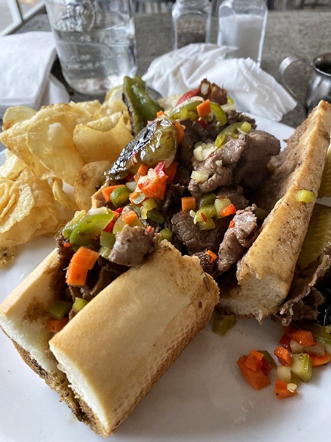 Italian Beef with chips&mdash;a partnership more perfect than Bogart and Bacall. The sandwich practically demands you wear a bib.