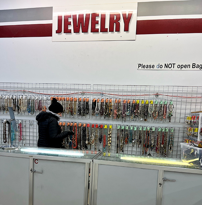 The jewelry counter sparkles with possibility &ndash; each necklace and bracelet holding stories of previous lives and future celebrations.