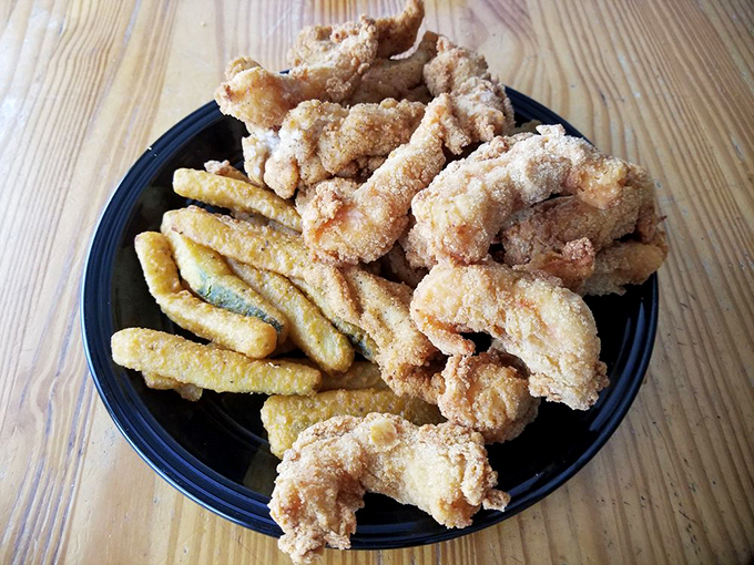 The star attraction: jumbo shrimp with that perfect crispy-to-juicy ratio that makes you momentarily forget you're in Indiana, not coastal Maine.