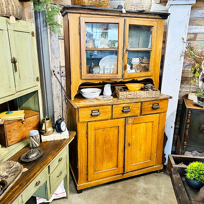 This sturdy oak kitchen cabinet has likely outlasted three marriages and will survive three more. They simply don't build them like this anymore.