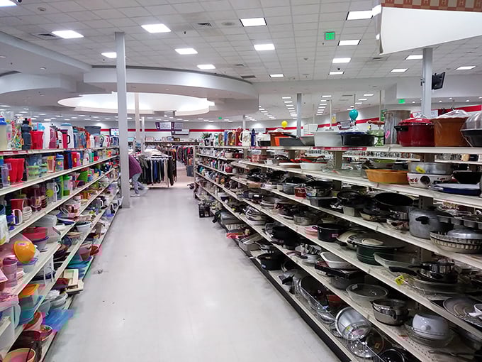Cookware heaven! Enough pots, pans and kitchen gadgets to outfit a cooking show or finally complete that set your mother-in-law started for you.