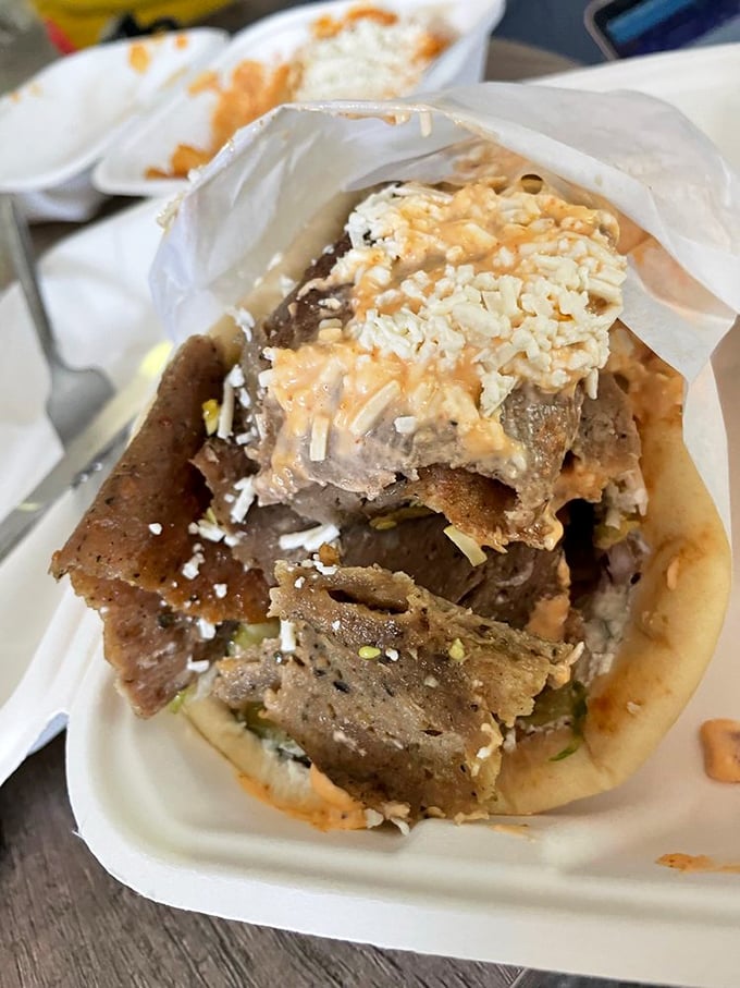 The lamb gyro doesn't just satisfy hunger&mdash;it resolves existential crises. That sauce isn't just dripping; it's making a compelling argument for a second order.