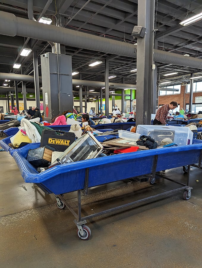 Every bin tells a story&mdash;power tools nestled next to children's toys, creating unexpected retail marriages that would never exist in conventional stores.