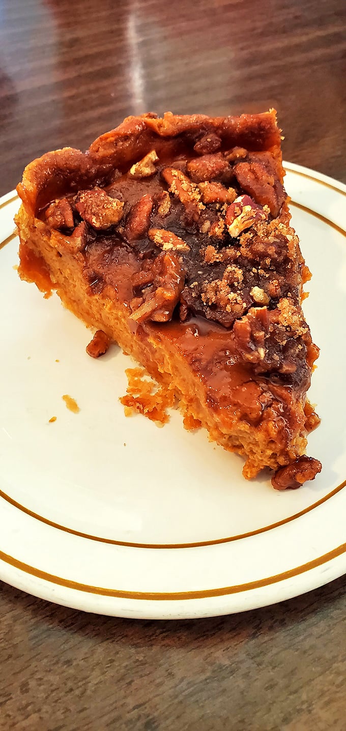 A proper slice of pecan pie should be equal parts gooey, crunchy, and slightly sinful &ndash; this beauty nails the trifecta.