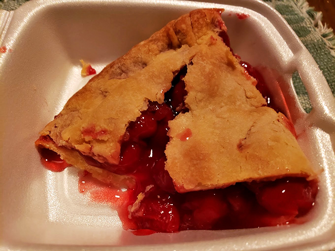 That cherry pie isn't just dessert &ndash; it's edible poetry with a perfectly flaky crust that shatters just right with each bite.
