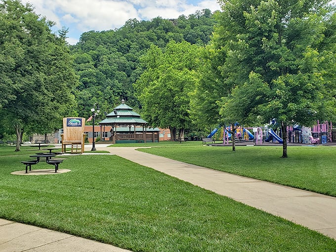 The city park offers that perfect respite from exploring, where gazebos and playgrounds coexist in harmony like peanut butter and jelly.