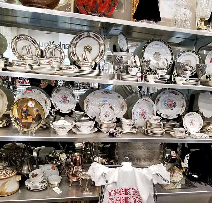 Fine china that's seen more dinner parties than you have, now waiting to elevate your next potluck from paper plates to posh.