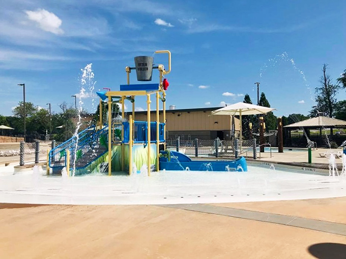 A pint-sized paradise where future Olympic swimmers begin their journey by getting thoroughly soaked. That giant tipping bucket waits for no child.