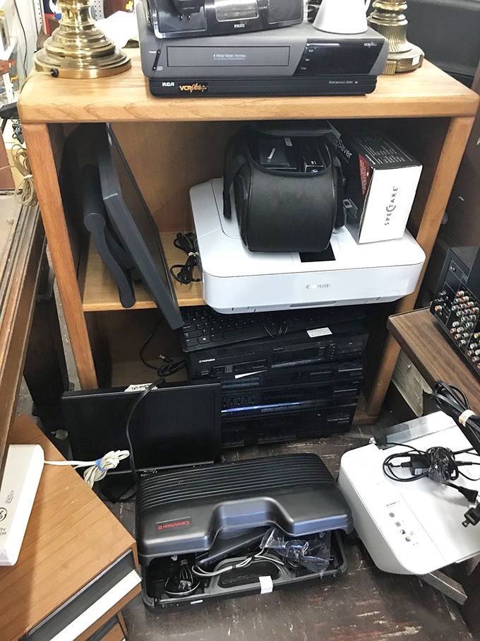 The technology graveyard&mdash;where yesterday's cutting-edge VCRs and printers await their second act in someone's vintage-tech collection or art project.