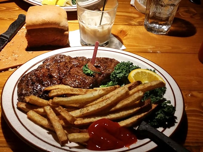 The universal language of satisfaction: a juicy steak, hand-cut fries, and the silent understanding that diet plans have been temporarily suspended.