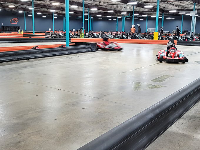 Blink and you'll miss them! Racers blur past each other on the concrete battlefield, each driver hunting for that perfect racing line.