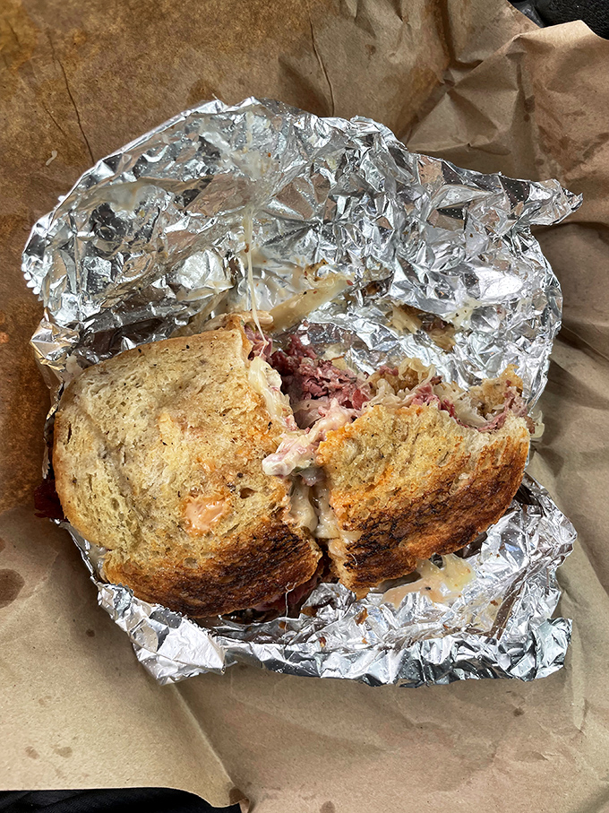 Even wrapped in foil, this Reuben's glory can't be contained. The sandwich equivalent of getting Hamilton tickets &ndash; worth any wait.