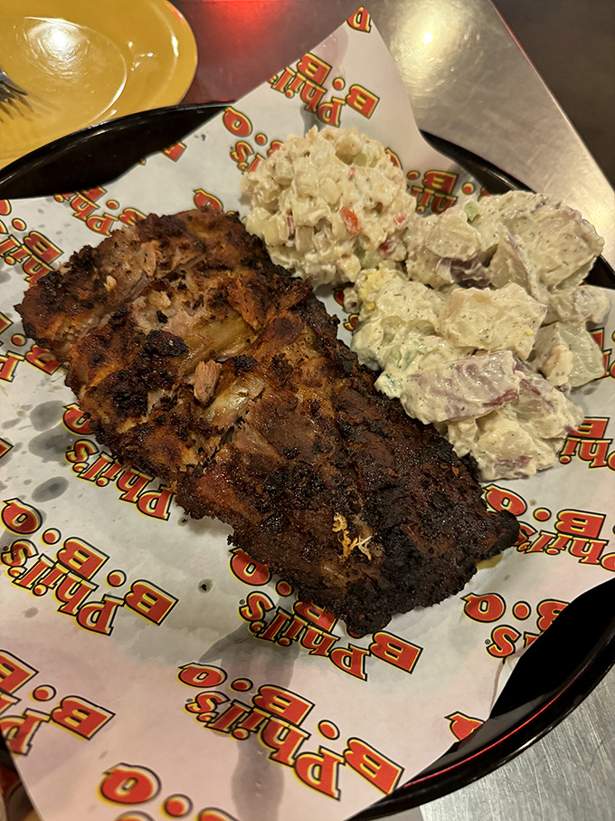 BBQ artistry on full display. That perfect char, those creamy sides&mdash;this plate is the edible equivalent of a standing ovation.
