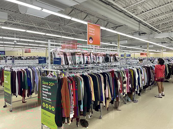 The thrill of the hunt in action&mdash;each shopper silently hoping the others don't spot that perfect vintage blazer hiding in plain sight.