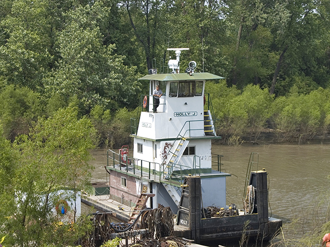 Working vessels still ply the mighty Mississippi. The Holly J reminds us that this river remains a vital commercial artery connecting Ste. Genevieve to the world.