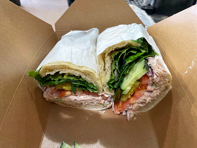 The humble tuna sandwich gets the Bloomingfoods treatment, transformed into a work of art with fresh veggies and that perfect bread-to-filling ratio.