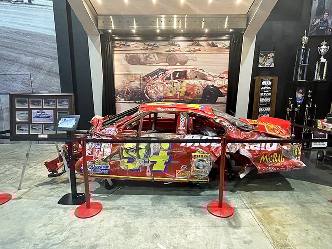 Beauty in destruction? This mangled race car tells a story of limits pushed too far, a mechanical memorial to the courage required when velocity meets vulnerability.