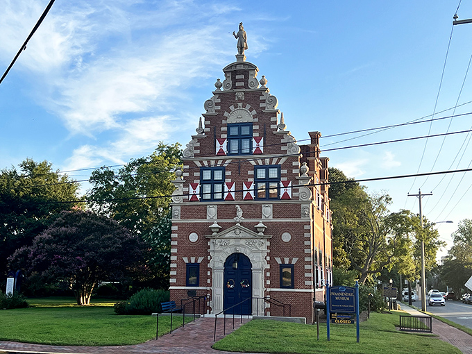 The Zwaanendael Museum's striking Dutch-inspired architecture pays homage to Lewes' earliest European settlers with its stepped facade and ornate detailing.