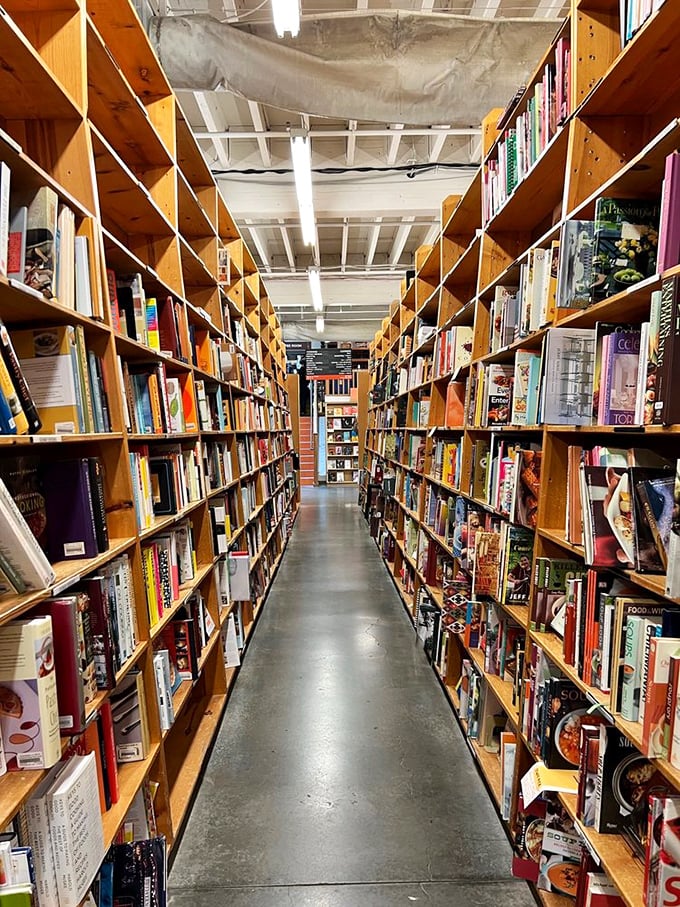 Down the rabbit hole you go! These endless aisles of books create the perfect literary labyrinth where getting lost is actually the point.