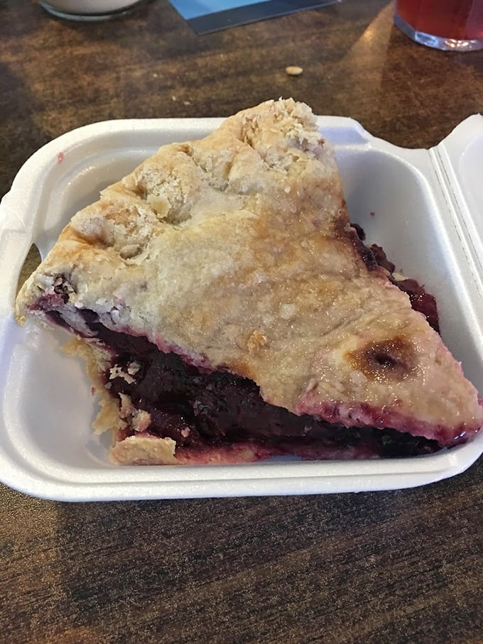 Behold the blueberry pie in its to-go container&mdash;proof that the best souvenirs from Idaho don't need refrigeration, just willpower.