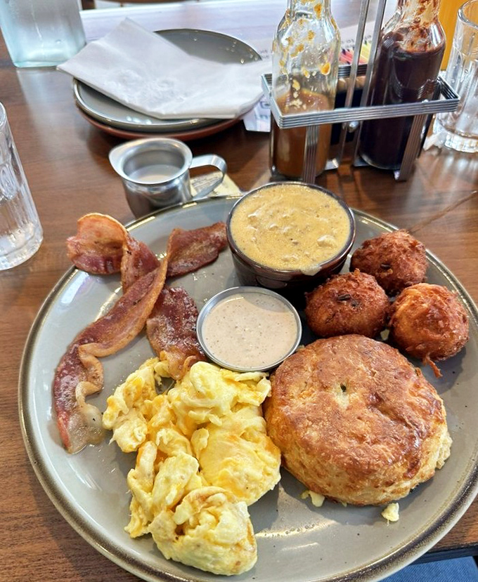 The breakfast platter that answers the eternal morning question: "Why choose one thing when you can have everything?" Complete with what might be the world's perfect biscuit.