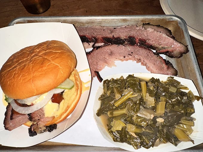 Meat and greens living in perfect harmony. That sandwich isn't just lunch&mdash;it's what happiness would look like if it took physical form.