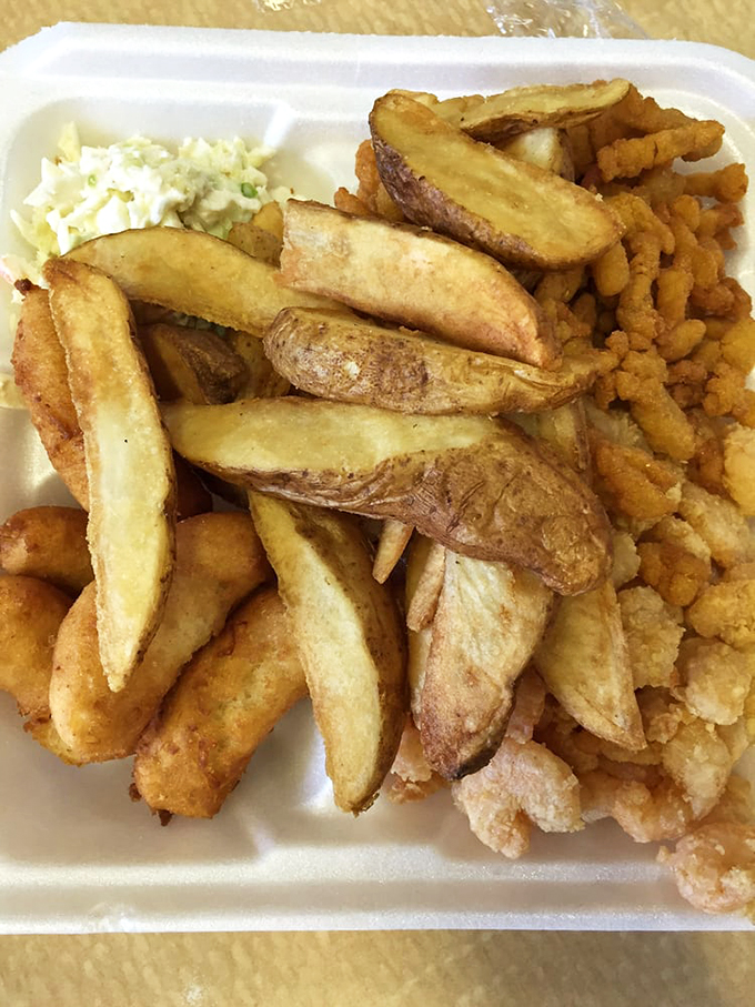Fried clam strips that could make a New Englander weep with joy. Crispy, tender, and worth every mile of the journey.