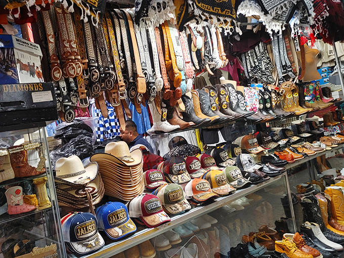 Cowboy corner: where urban Portlanders can channel their inner John Wayne with authentic headwear and enough leather to start a rodeo.