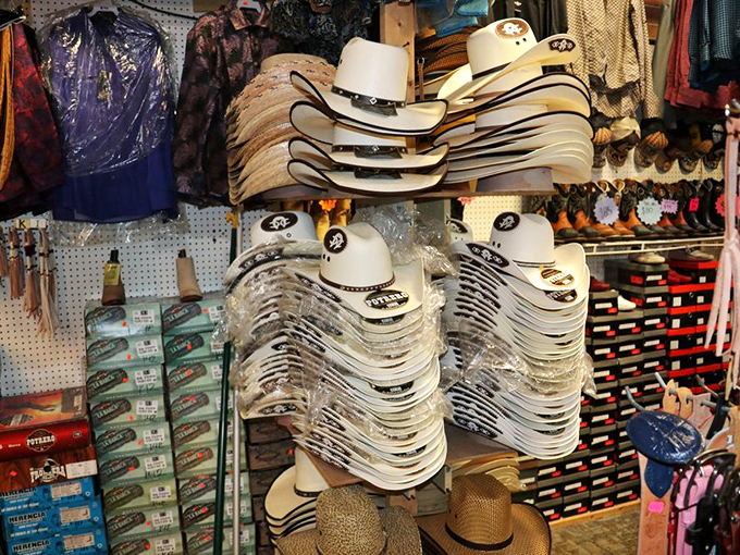 Cowboy hat nirvana! More Stetsons than a Texas rodeo, each waiting to transform an ordinary shopper into the Marlboro Man.