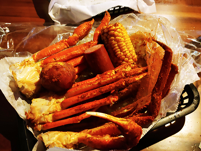 Crab legs and corn on the cob&mdash;a match made in seafood heaven. The bright yellow butter cups are like little pools of liquid gold waiting for their moment.