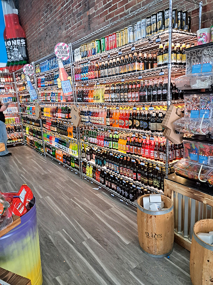 The craft beer movement has nothing on this artisanal soda collection. Glass bottles lined up like colorful soldiers guarding bubbling memories.